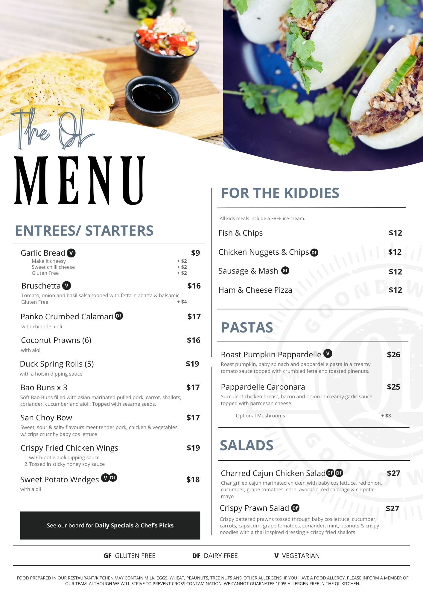 Menu - The Queensland Hotel Goondiwindi